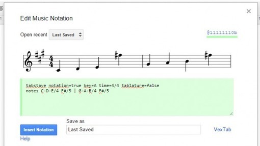 VexTab Music Notation, para escribir partituras musicales dentro de Google Docs, redes sociales ...