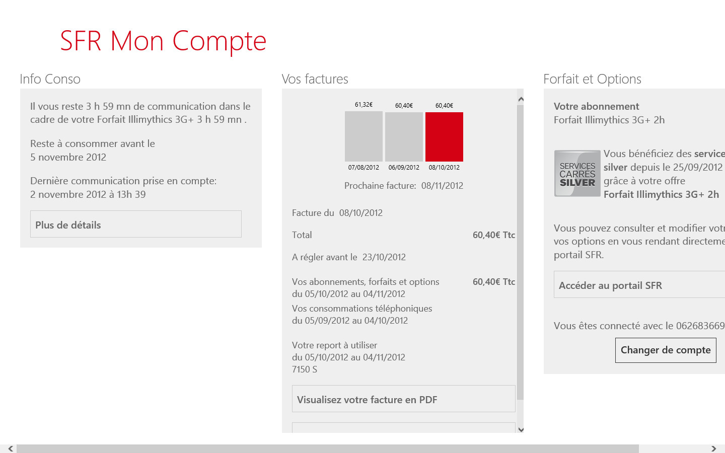 SFR app for Windows 8 "SFR Mon Compte&quo...