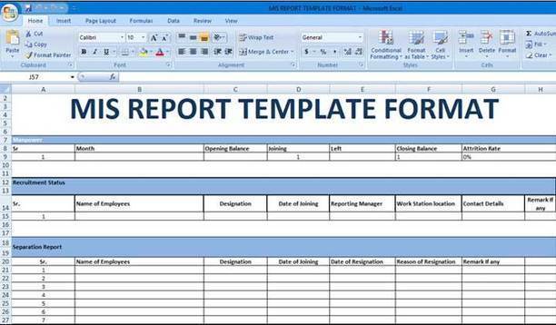 MIS Report Format In Excel Microsoft Template 