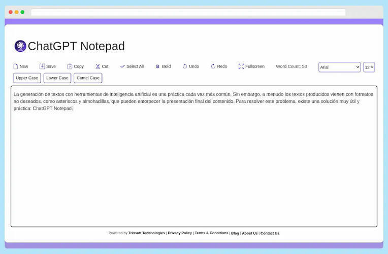 ChatGPT Notepad: editor para formatear textos g...