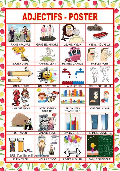 Adjectifs contraires - poster | FLE enfants
