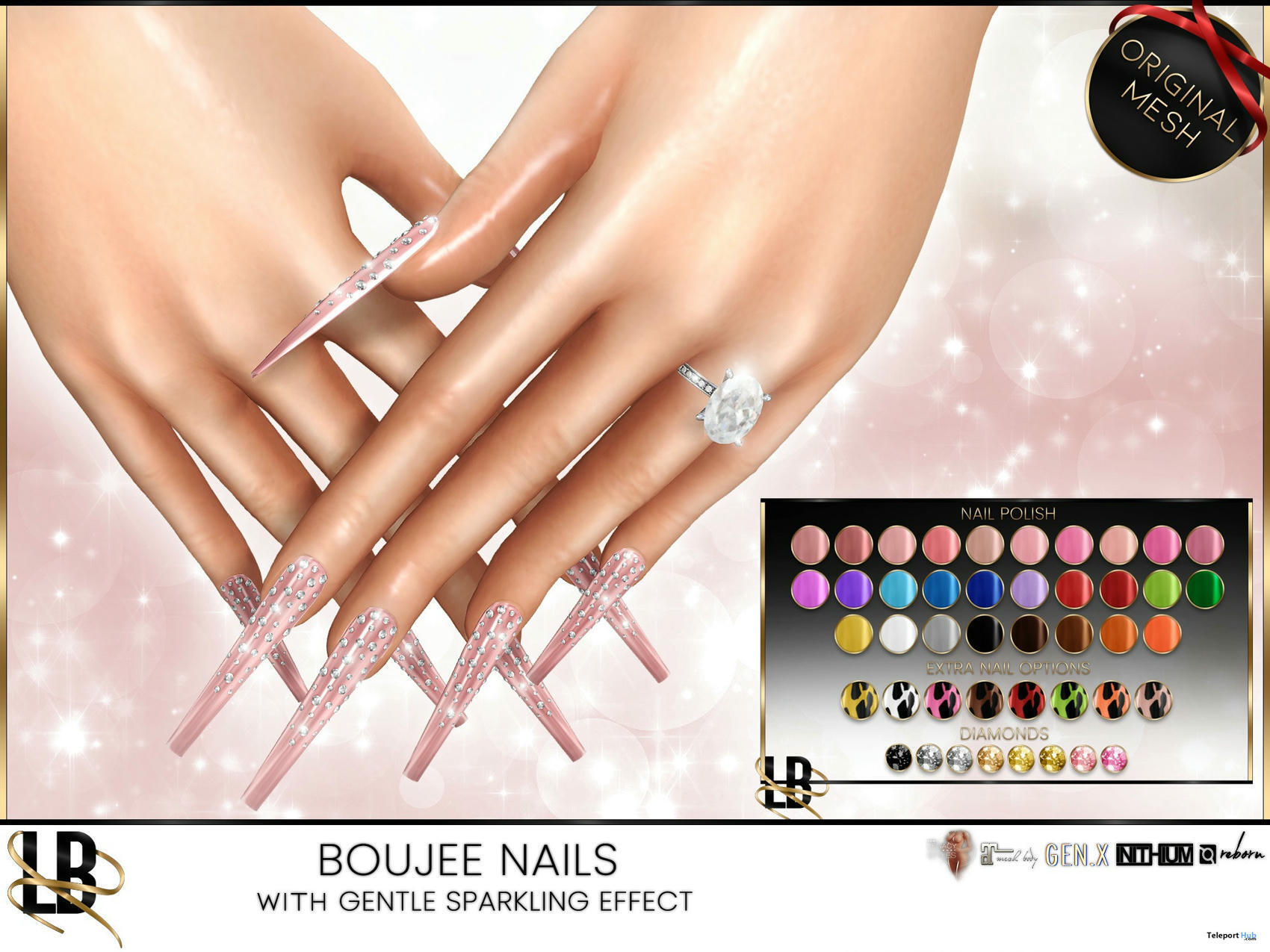 Boujee Long Nails With Sparkling Effect 99L Pro...