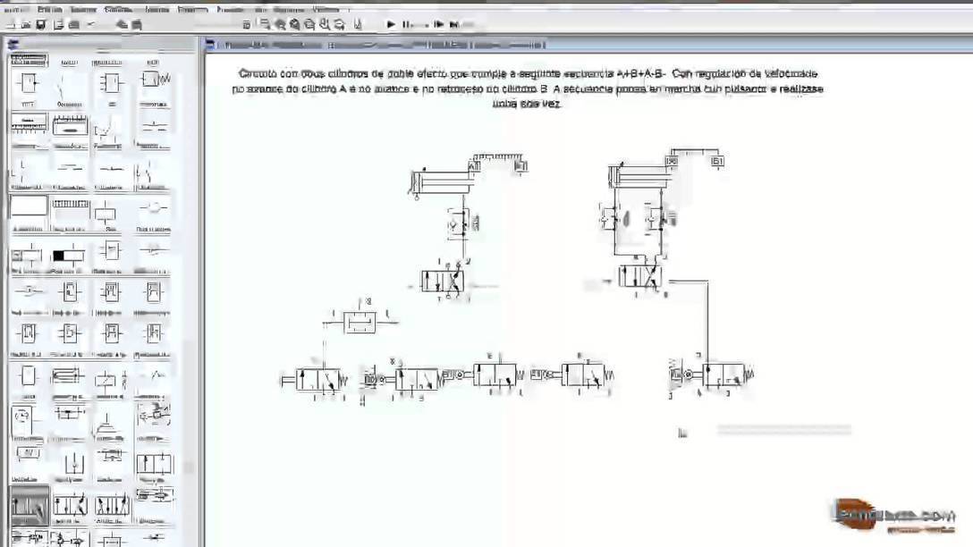 Circuito neumático a+b+a-b- con FluidSim...
