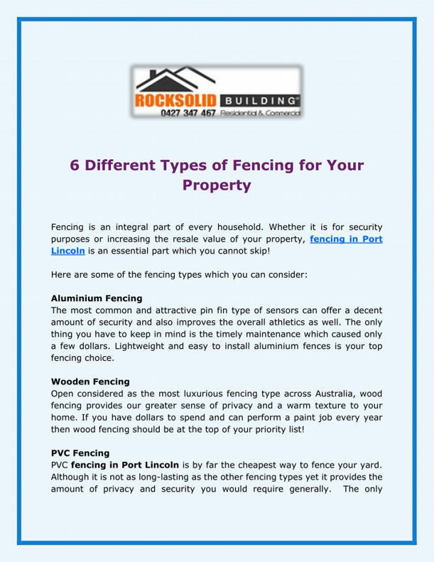 6 Different Types of Fencing for Your Property ...