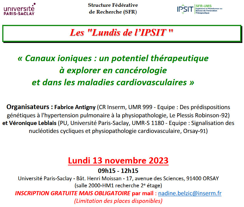 RAPPEL ! Les Lundis de l'IPSIT - Lundi 13 novem...
