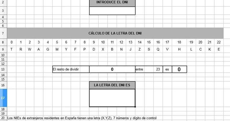 Cálculo de la letra del Nif con CALC | t...