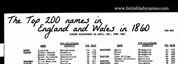 Top 200 Most Popular Names in England and Wales...