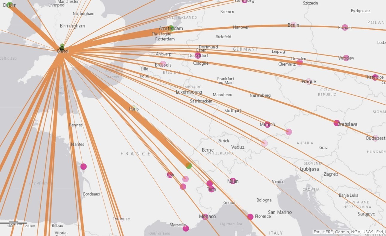 Creating flow line maps in ArcGIS Online | Tuns...