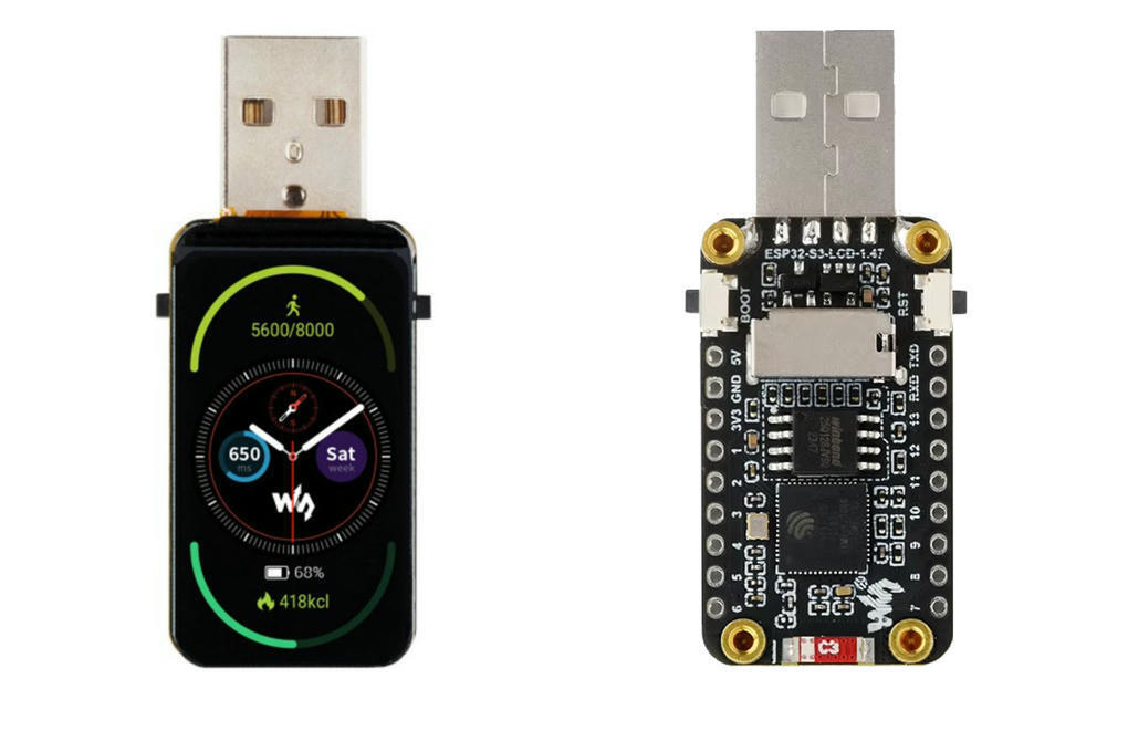 ESP32-S3 USB dongle integrates 1.47-inch TFT LC...