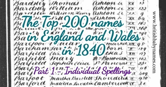 Top 200 Most Popular Names in England and Wales...