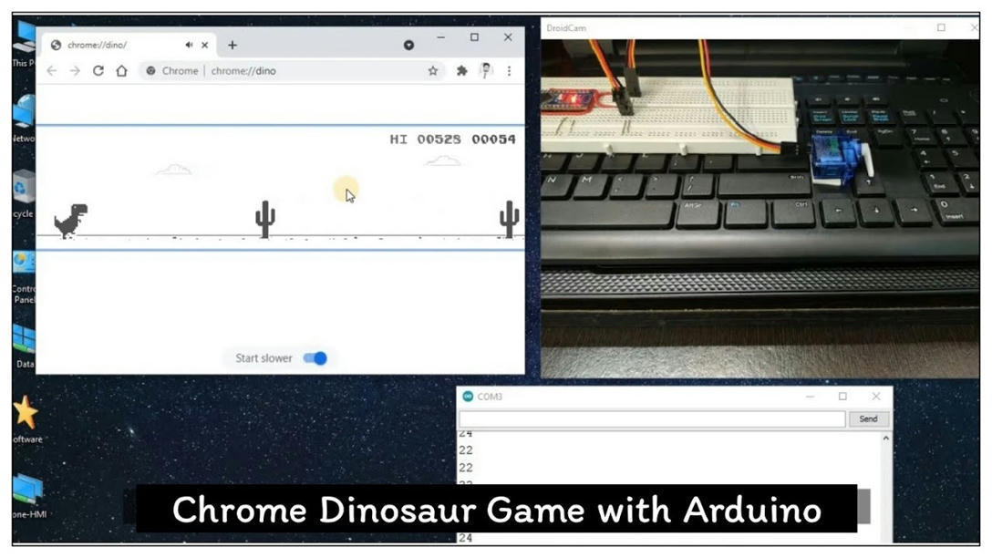 Chrome Dinosaur game with Arduino | Raspberry P...