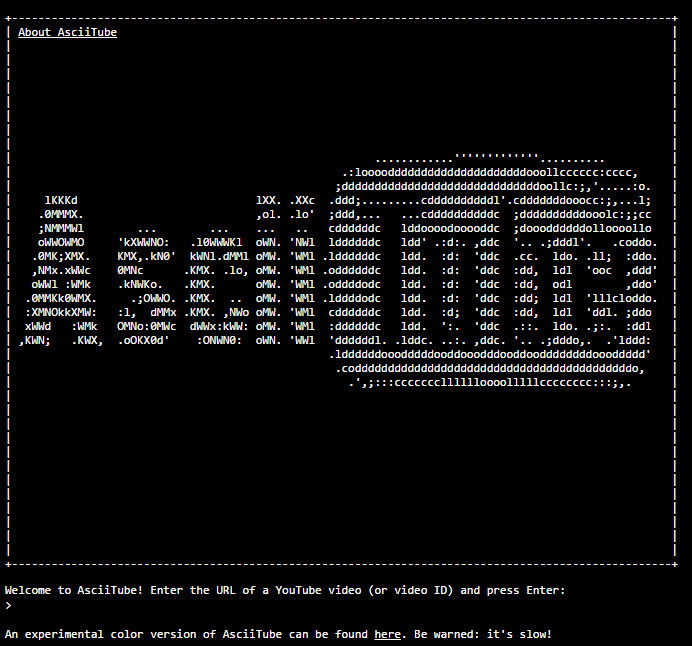 AsciiTube by Brad Greco - convert ANY YouTube v...