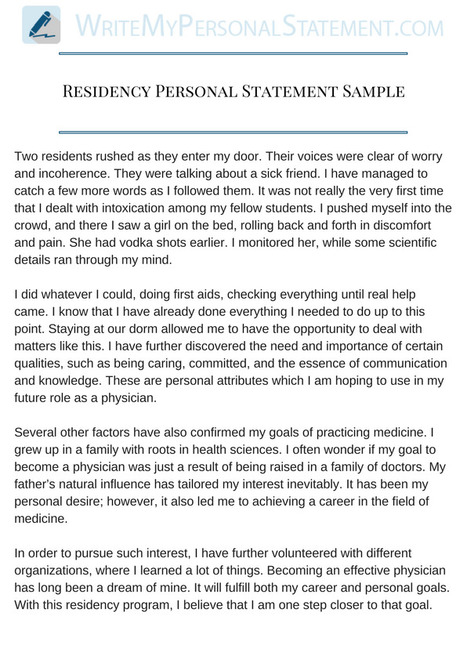 Sample Residency Personal Statements The Document Template