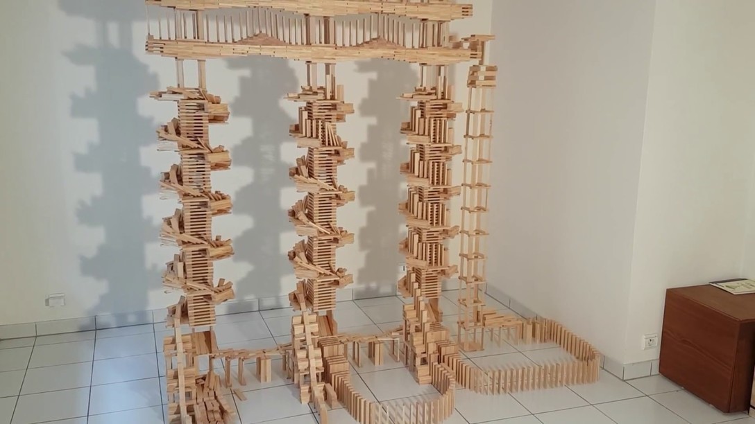 Bridge with Suicides built with Keva Planks&nbs...