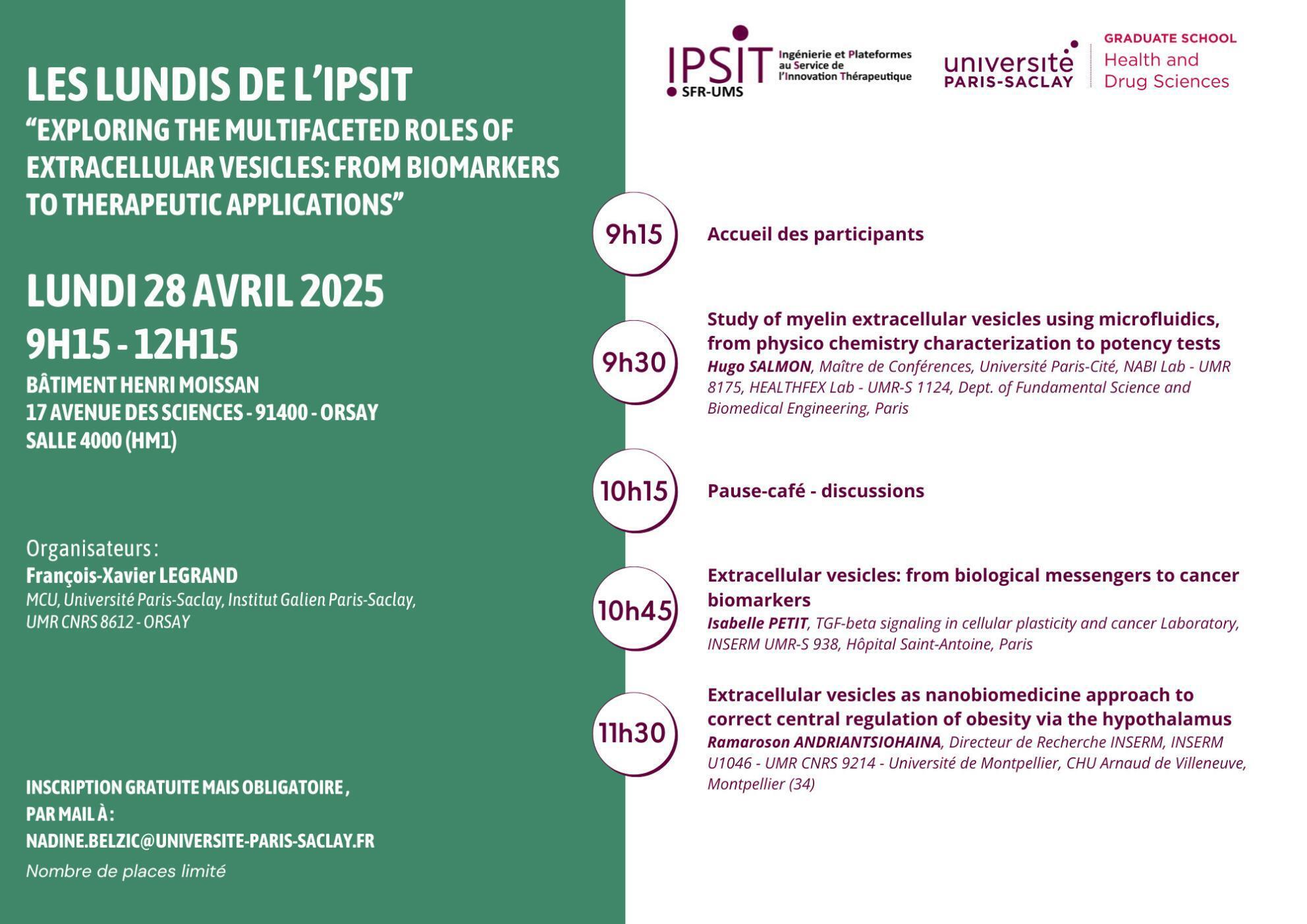 RAPPEL ! Les Lundis de l'IPSIT - Lundi 28 avril...