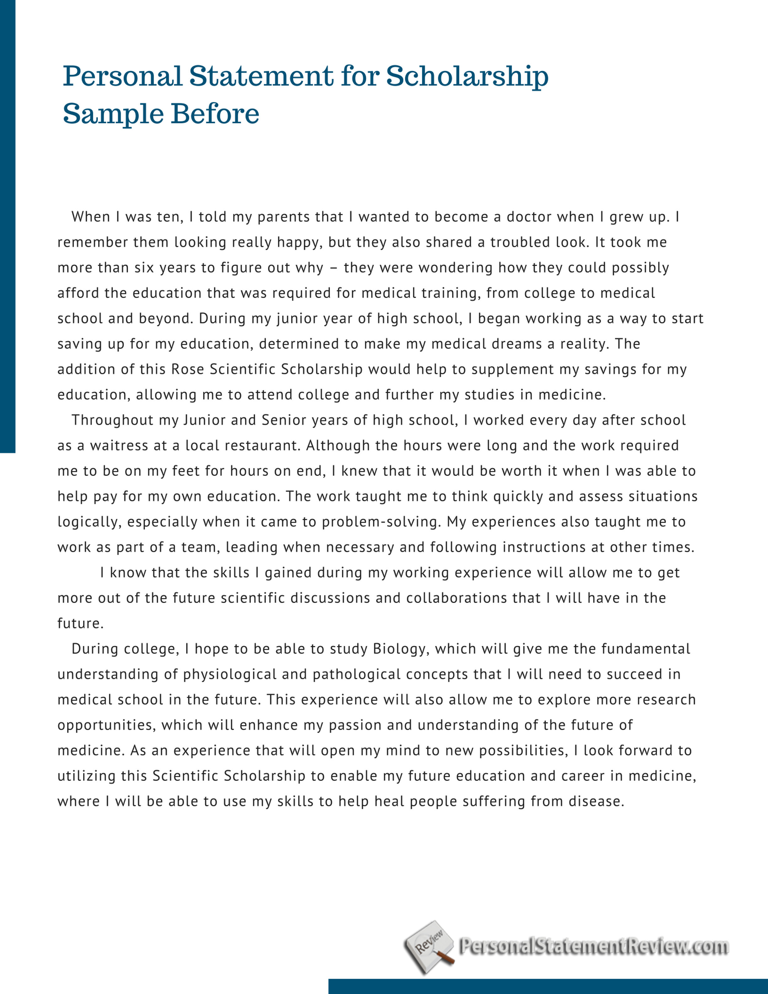 Personal Statement For Scholarship Slide Share