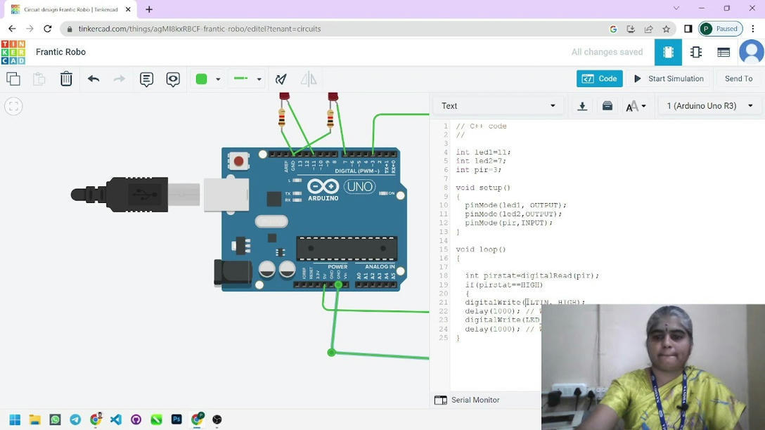 PIR sensor with Arduino using TinkerCAD | Raspb...