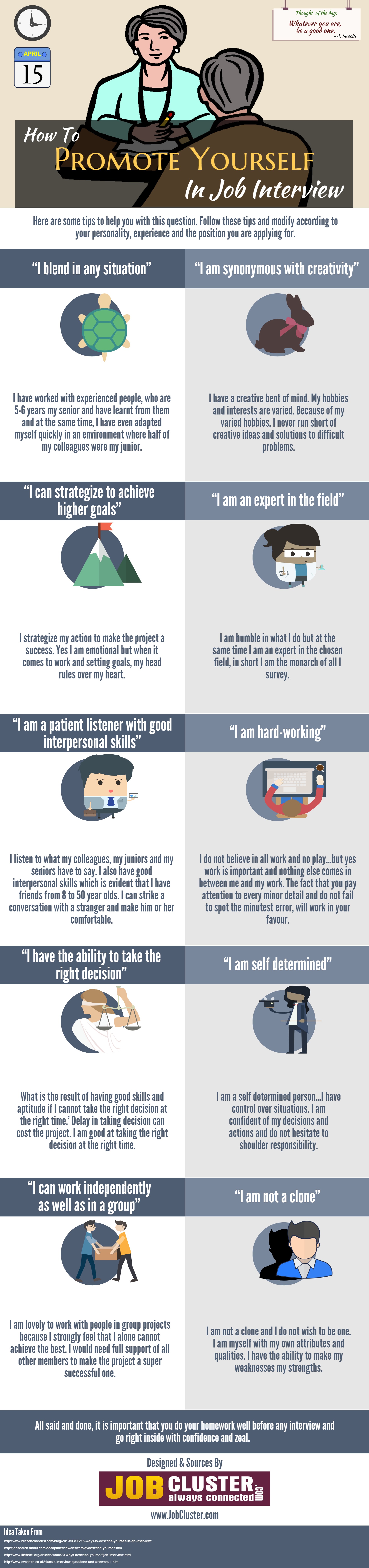How To Promote Describe Yourself In Job Interview Infographic 