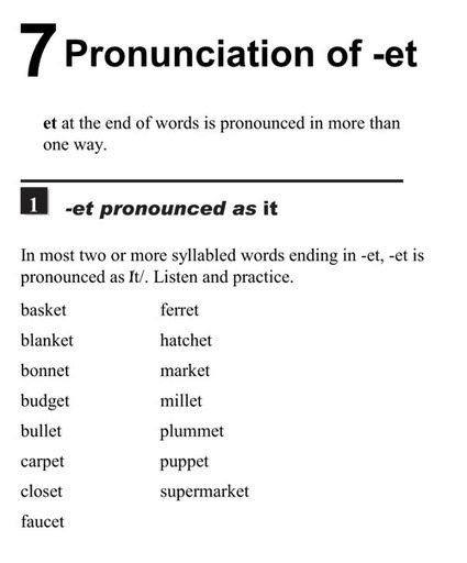 English Talk Station » Pronunciaton of -et – et pronounced as it | New ...