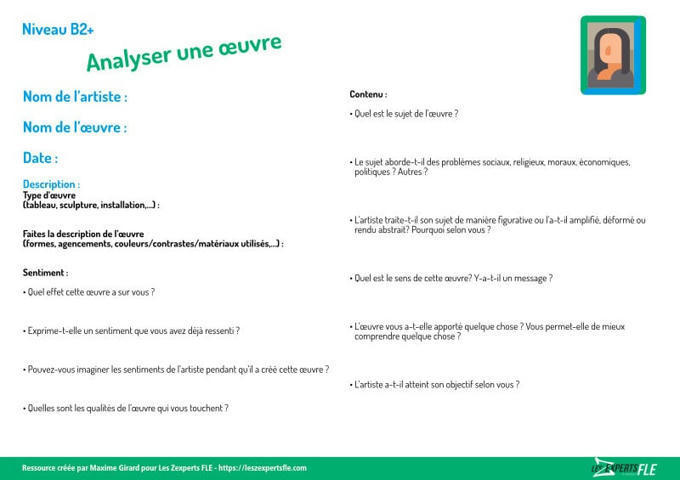 Analyser une œuvre d'art en FLE (B2) | FL...