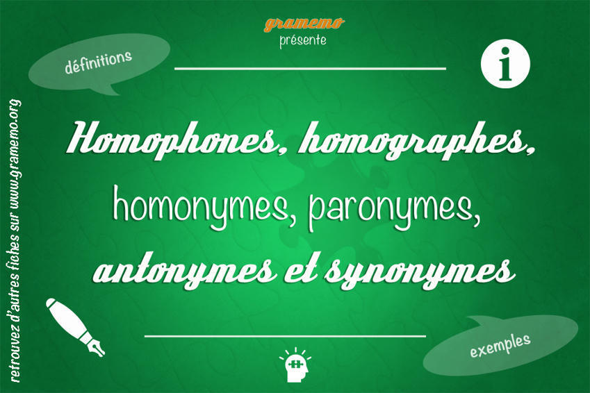 Homophones, homographes, homonymes, etc. | FLE ...