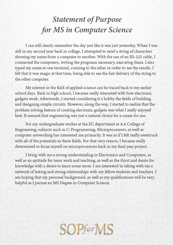 Persuasive Essay Statement Of Purpose Examples For Graduate School Computer Science