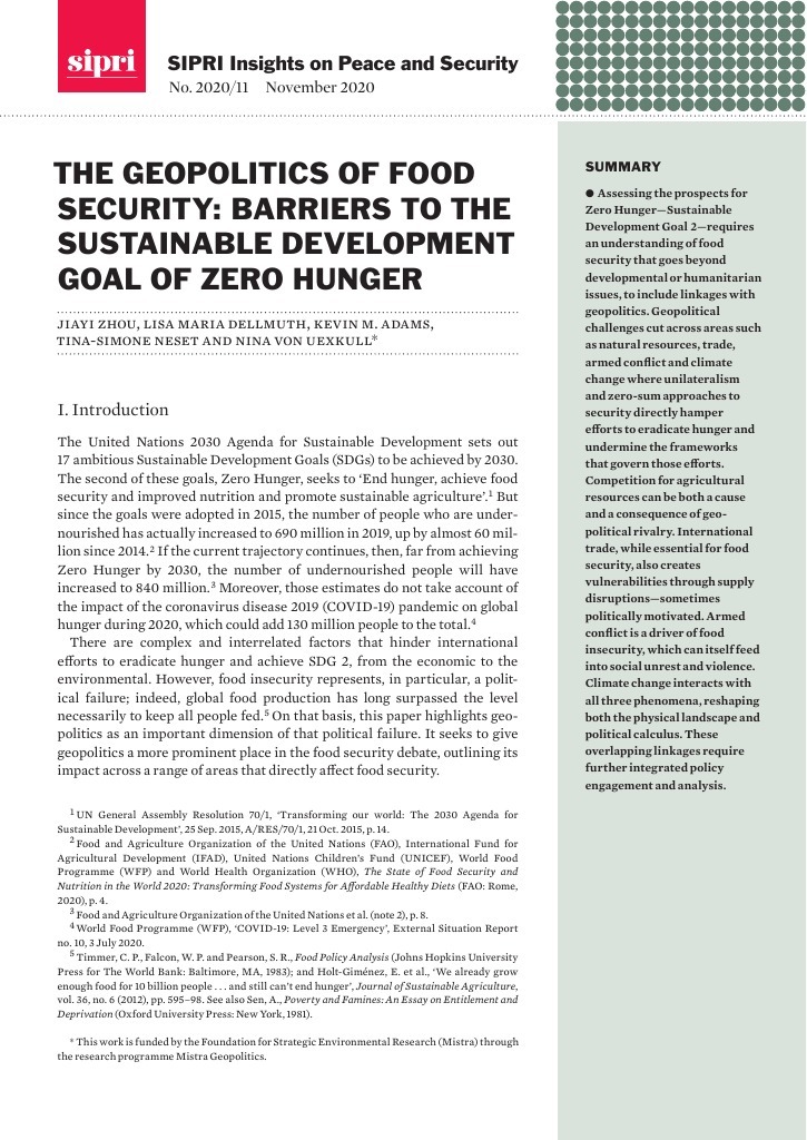 FOOD SECURITY: barriers to the sustainable deve...