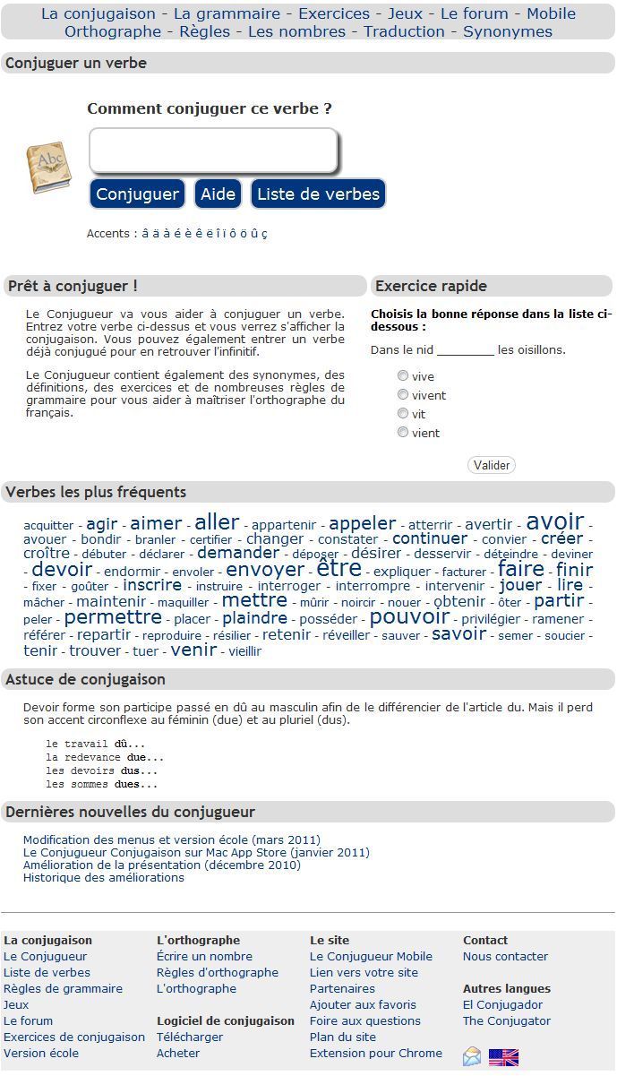 Le Conjugueur - Toute la conjugaison des verbes...