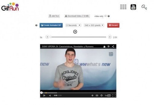 gifrun nos permite crear gifs animados a partir de vídeos, e incluir ...
