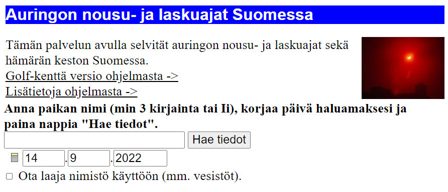 Auringon nousu- ja laskuajat Suomessa | 1Uutise...